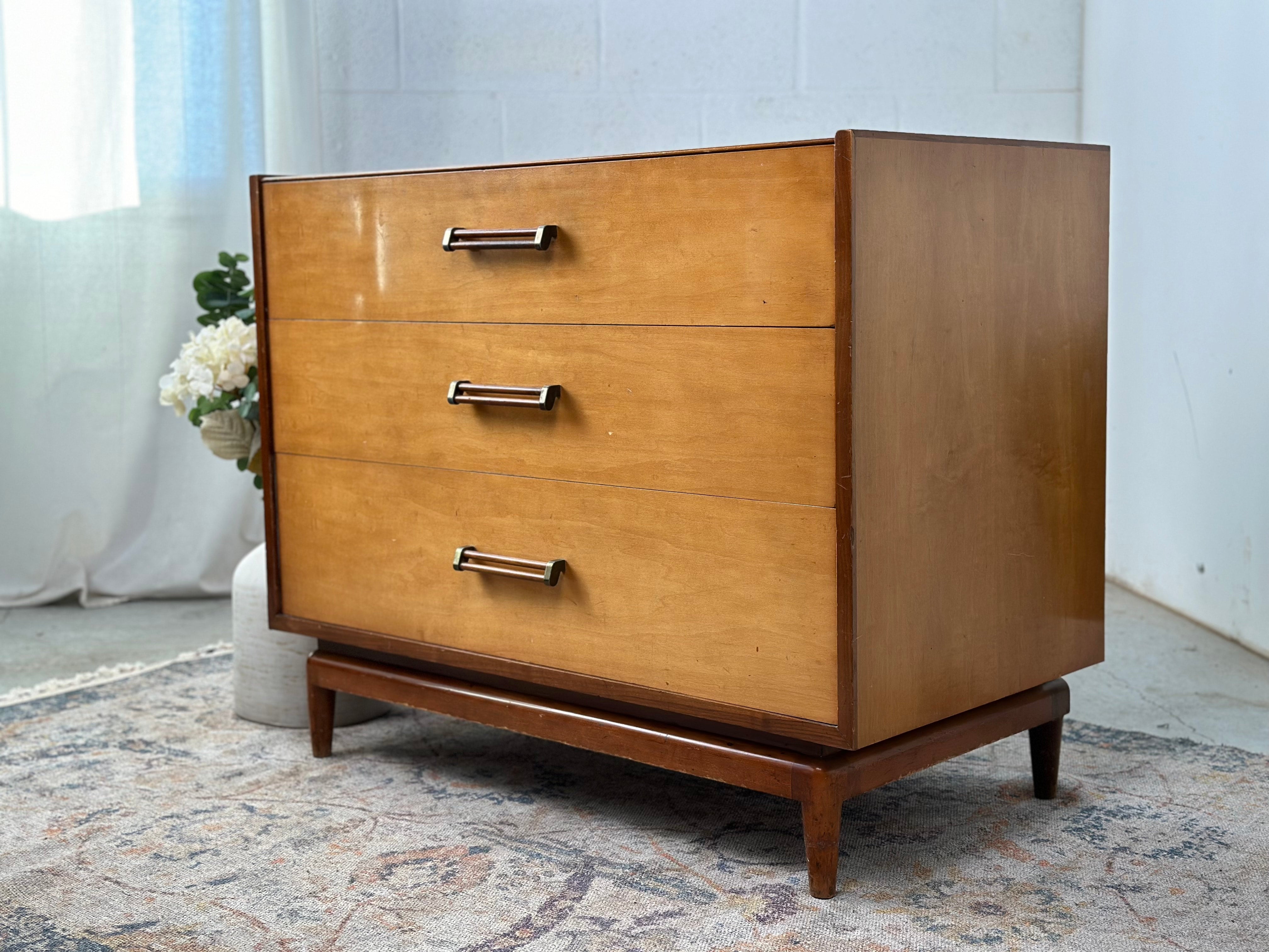 Maple & Walnut Mid-Century Modern 3-Drawer Chest by Milo Baughman ...