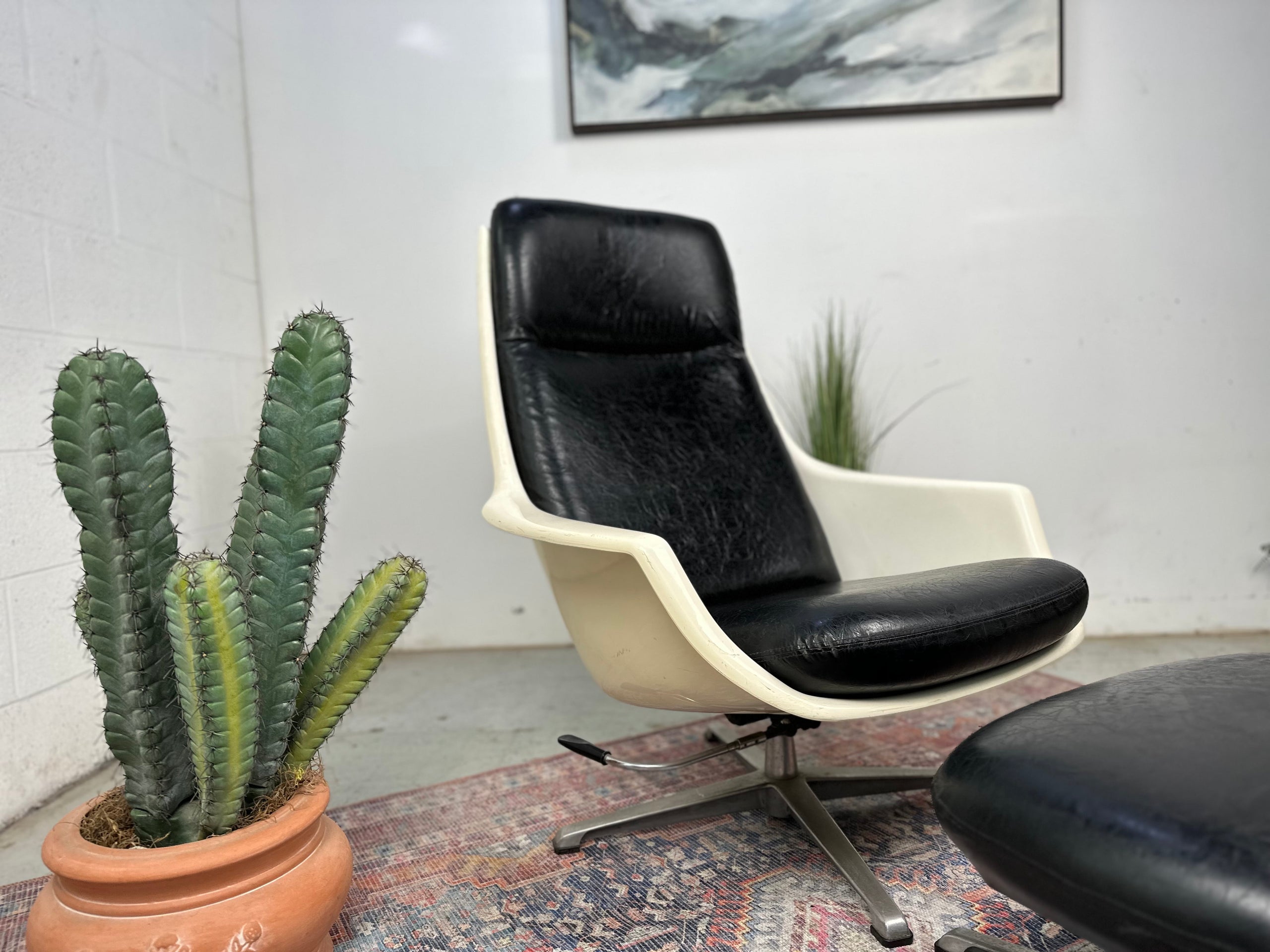 Sleek Mid-Century Modern Swivel Shell Lounge Chair & Ottoman | SimplyMidKC